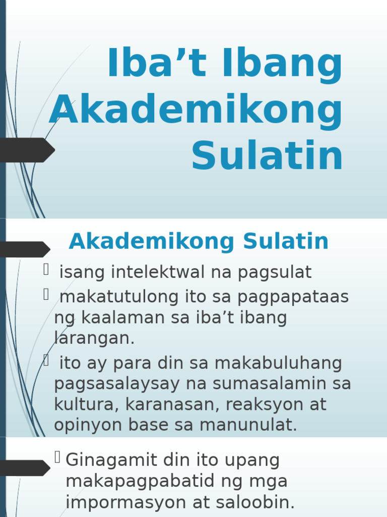 K1 PPT2 Ibat Ibang Akademikong Sulatin | PDF