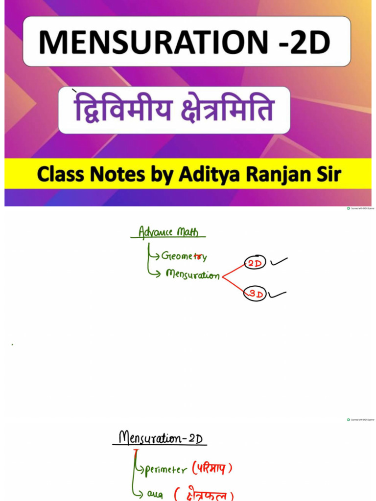 Mensuration 2D (Class Notes) | PDF