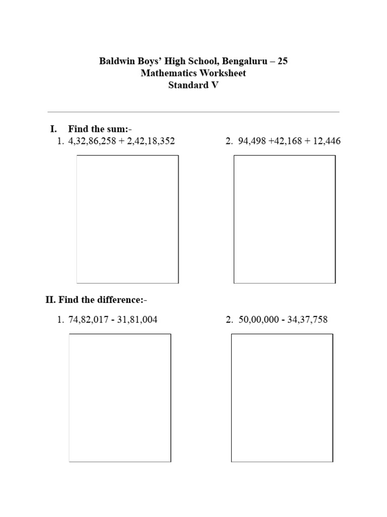 Grade 5 Mathematics Worksheet | PDF