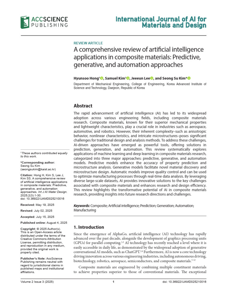 AI in Composite Materials: Review of Applications | PDF | Deep Learning ...