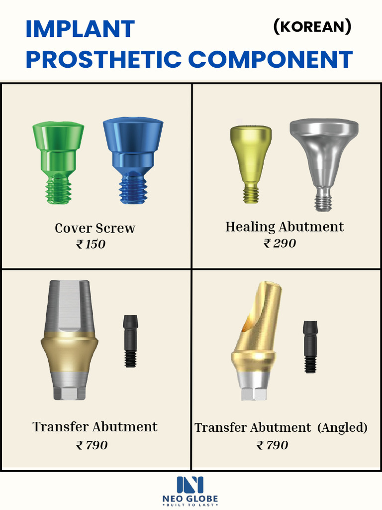 Korean Implant Prosthetic Components Prices | PDF