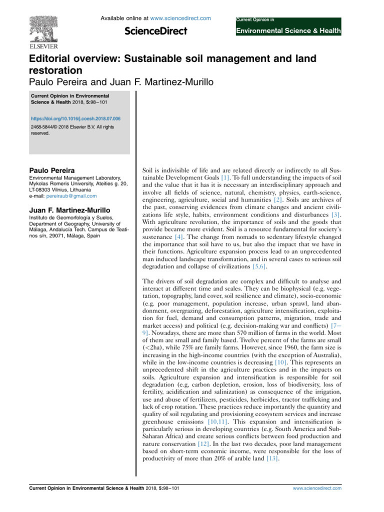 Editorial Overview Sustainable Soil Mana 2018 Current Opinion in ...