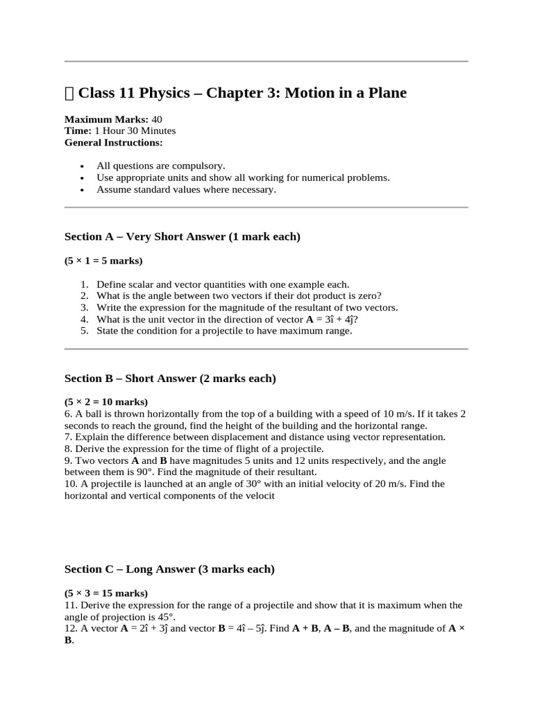 ? Class 11 Physics - 061903 | PDF | Euclidean Vector | Velocity