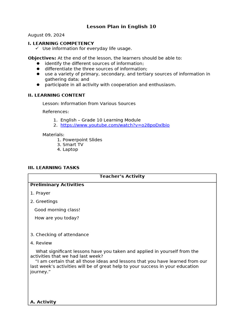 Eng 10 - Sources of Information | PDF | Information | Data