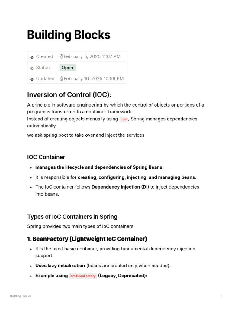 Building Blocks | PDF | Spring Framework | Class (Computer Programming)