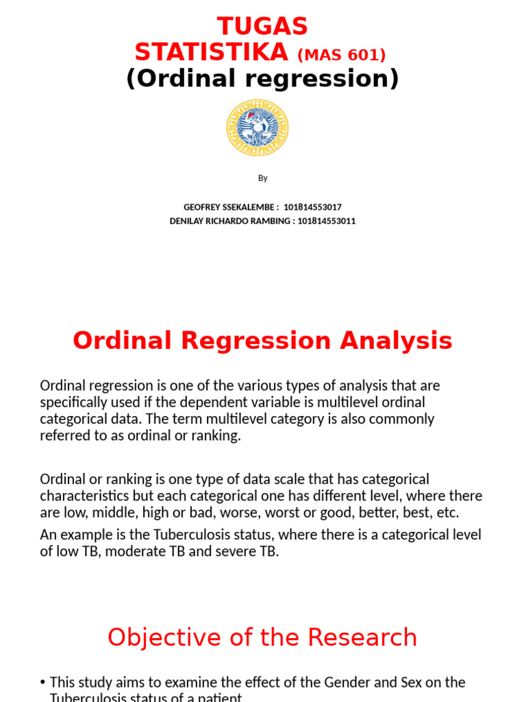 Ordinal Regression in Tuberculosis Study | PDF | Categorical Variable ...