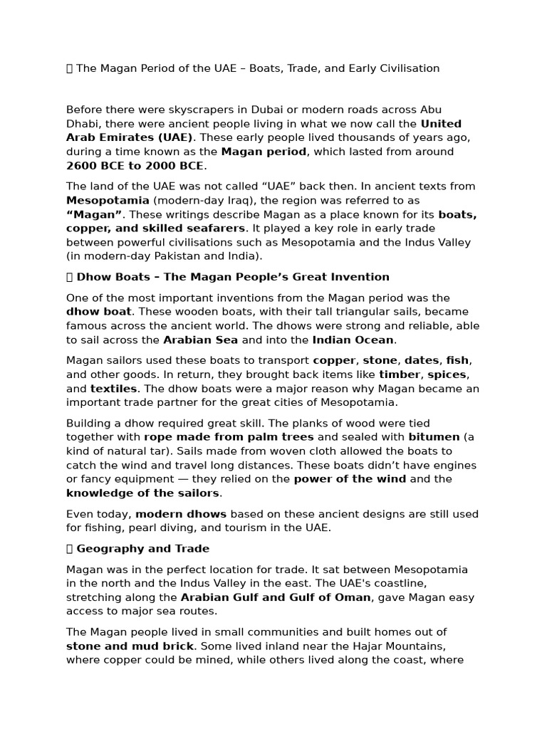 The Magan Period of The UAE - Boats, Trade, and Early Civilisation ...