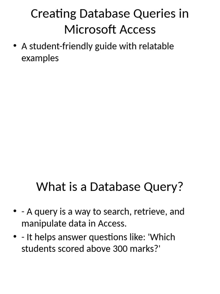 Creating Database Queries Access | PDF | Information Retrieval | Databases