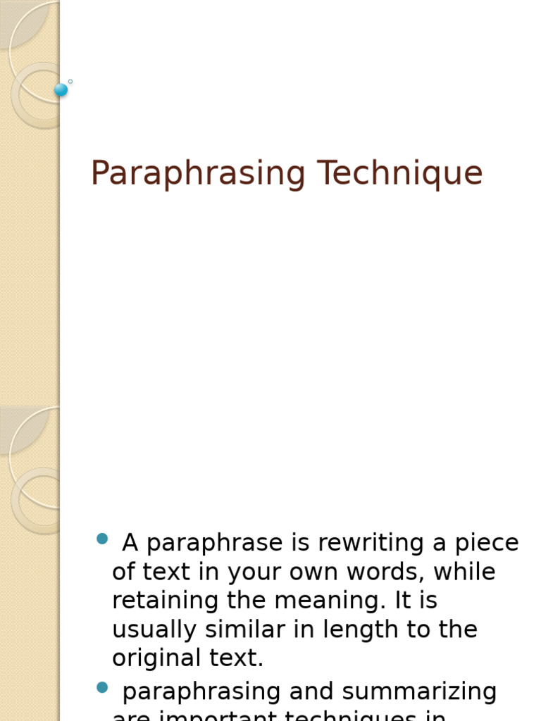 Paraphrasing 01 Pdf