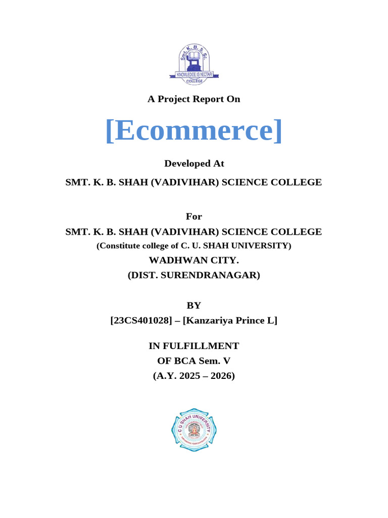 Ecommerce Project Report for BCA | PDF | System | Interface (Computing)