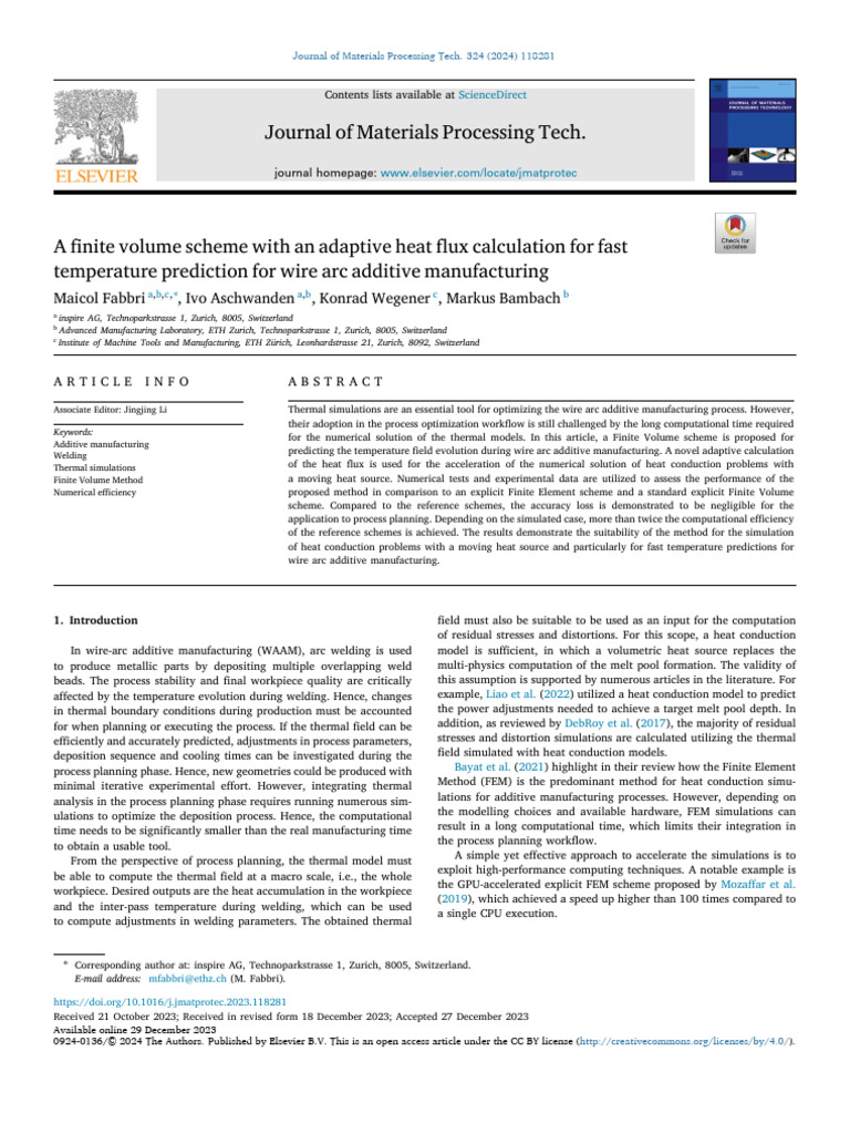 A Finite Volume Scheme With An Adaptive Heat Flux Calculation For Fast ...