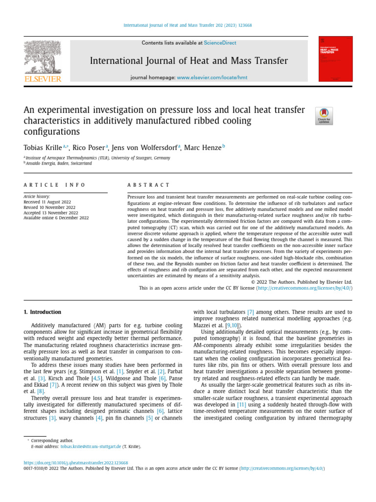 An Experimental Investigation On Pressure Loss and Local Heat Transfer ...