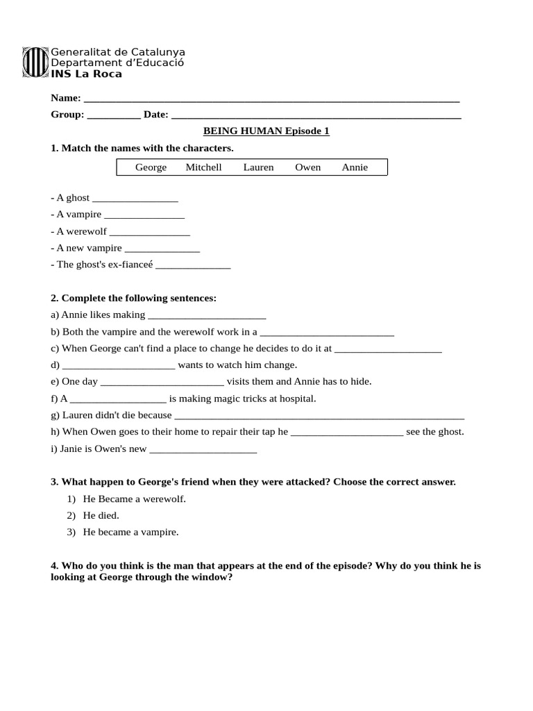 Being Human Episode 1 Character Guide | PDF