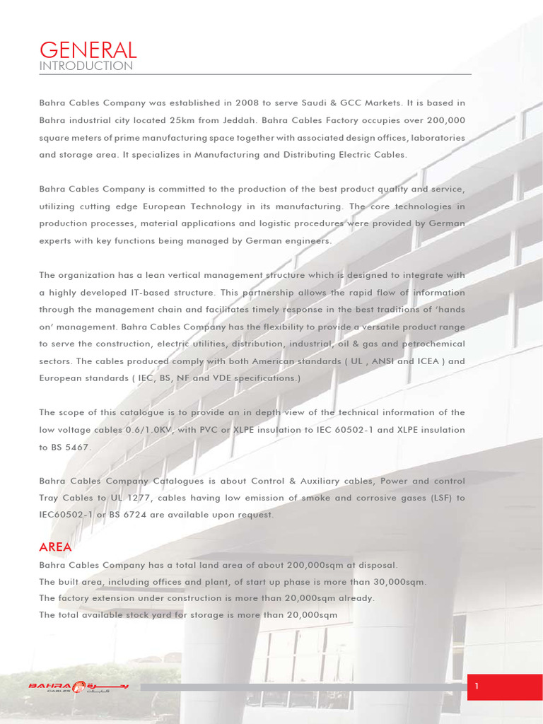 Bahra Cables Company Overview & Catalog | PDF