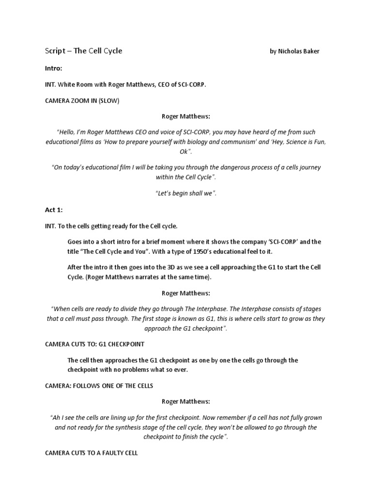 Script - The Cell Cycle | PDF | Mitosis | Life Sciences