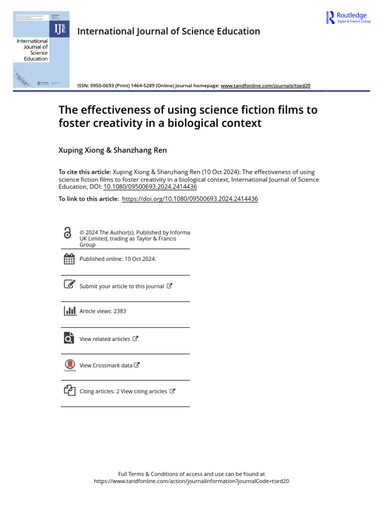 The Effectiveness of Using Science Fiction Films To Foster Creativity ...