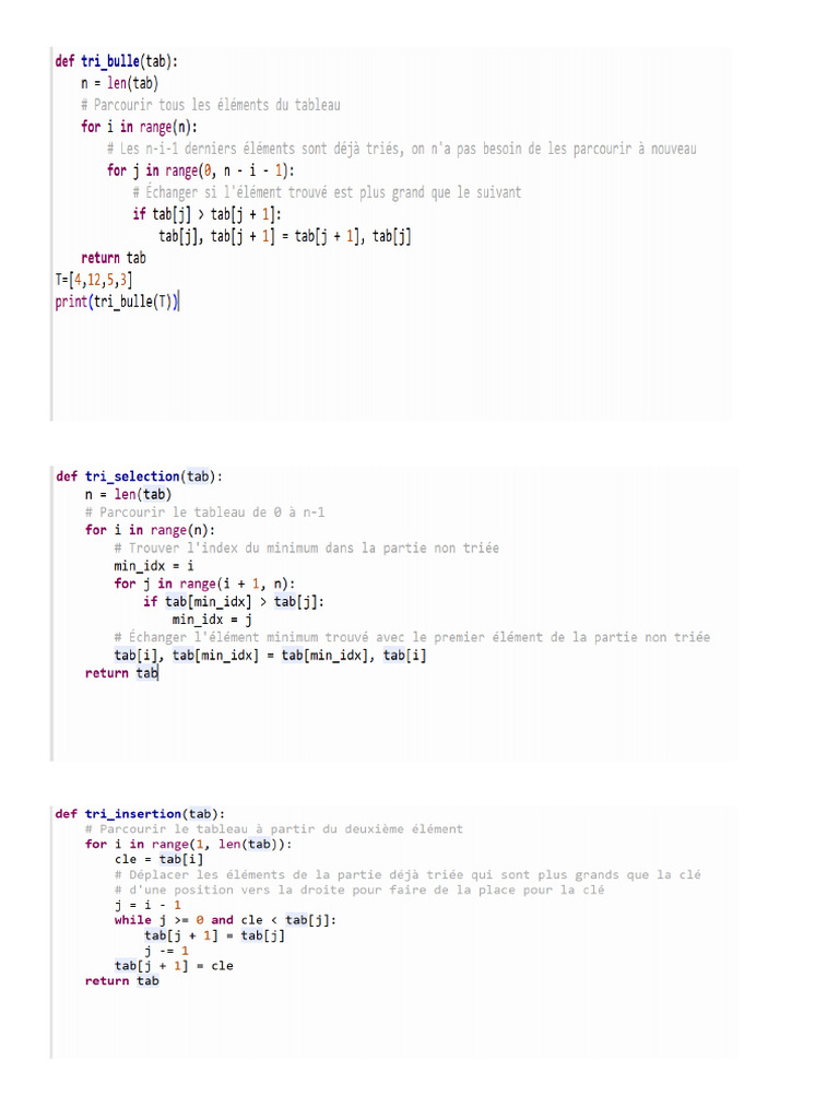 Les Algorithmes de Tri | PDF