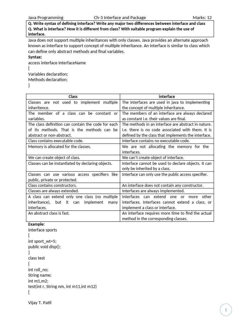 JPR CH3 Interface and Package | PDF | Class (Computer Programming) | Inheritance (Object ...