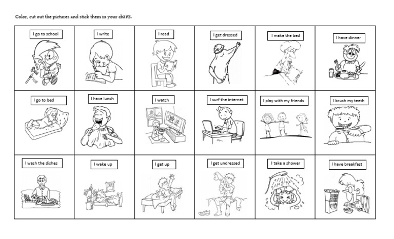 K1,2 Worksheet Daily Routines | PDF