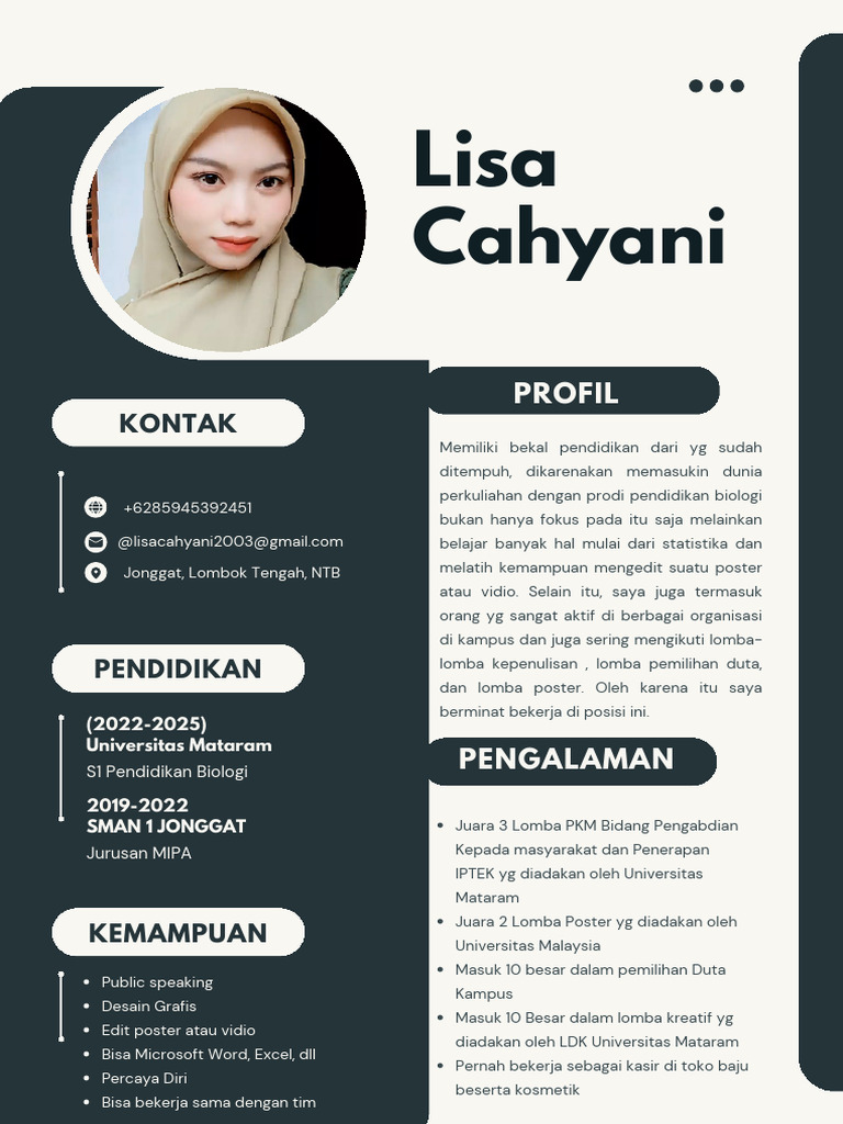 Profil Lisa Cahyani: Pendidikan & Prestasi | PDF
