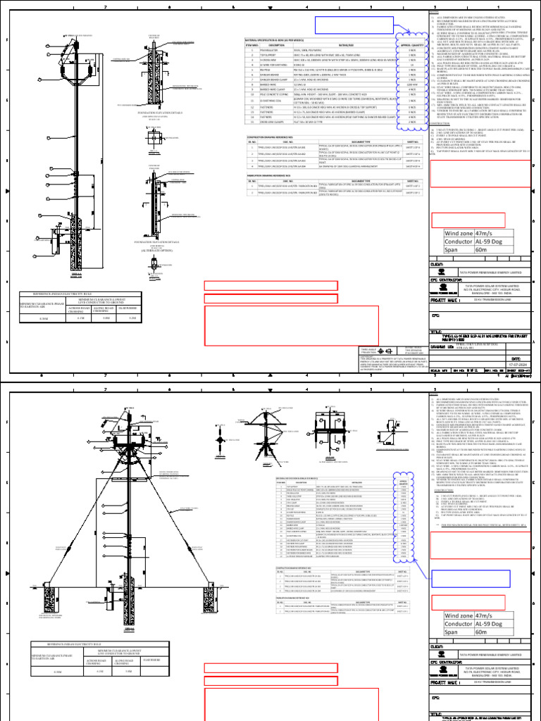 33kV SCSP AL 59 Dog Line - Construction Drawings - RFC | PDF | Concrete ...