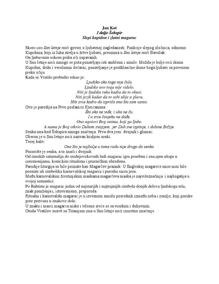 Slepi Kupidon I Zlatni Magarac | PDF