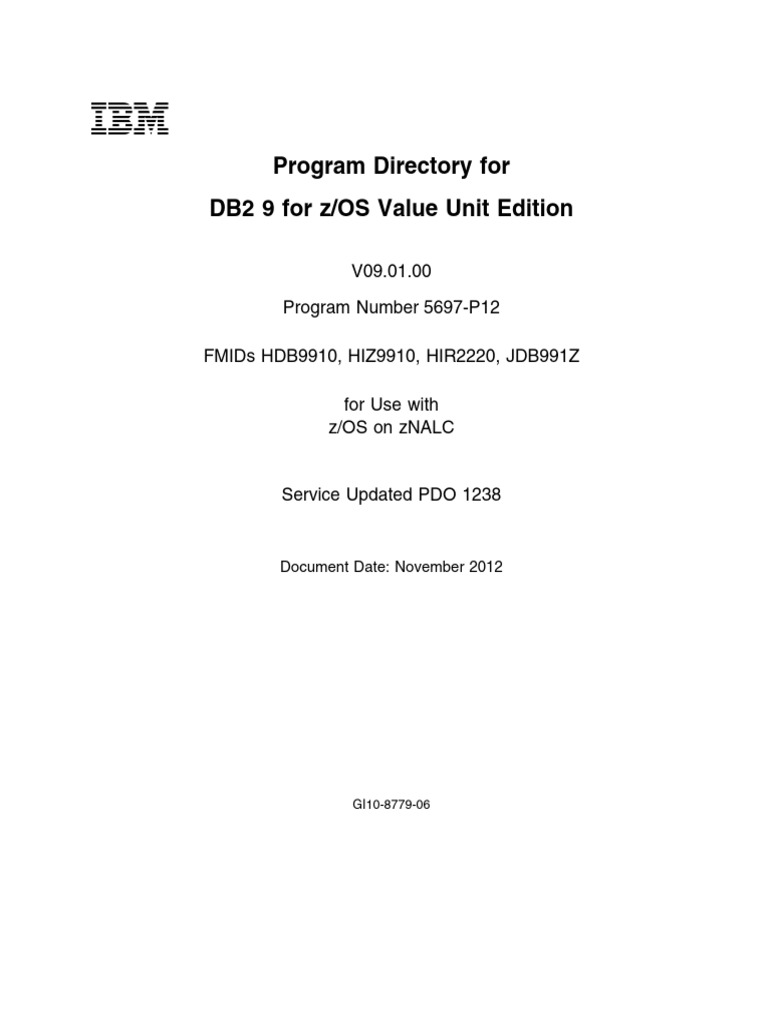 DB2 9 For ZOS VUE Program Directory - I1087796 | PDF | Ibm Db2 ...