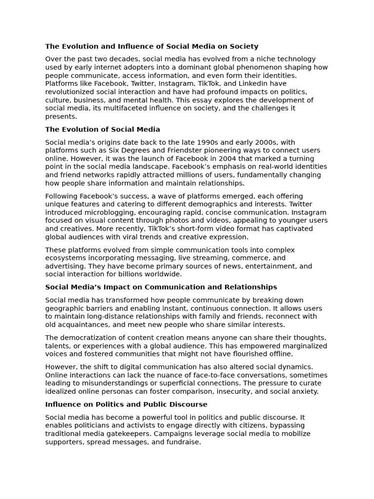 Social Media's Evolution and Impact | PDF | Social Media | Popular ...