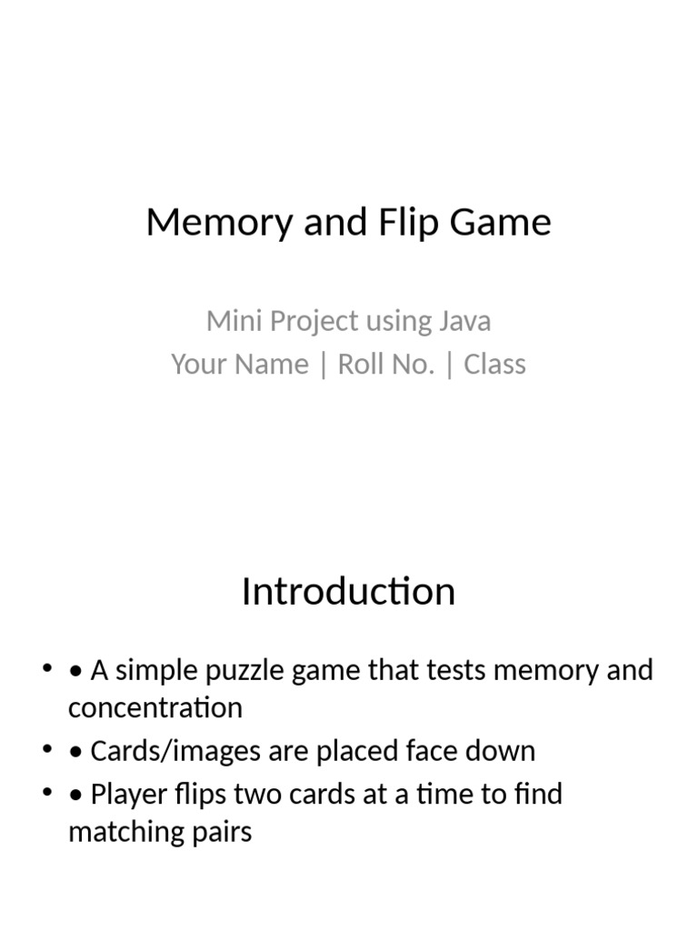 Memory Flip Game Project | PDF