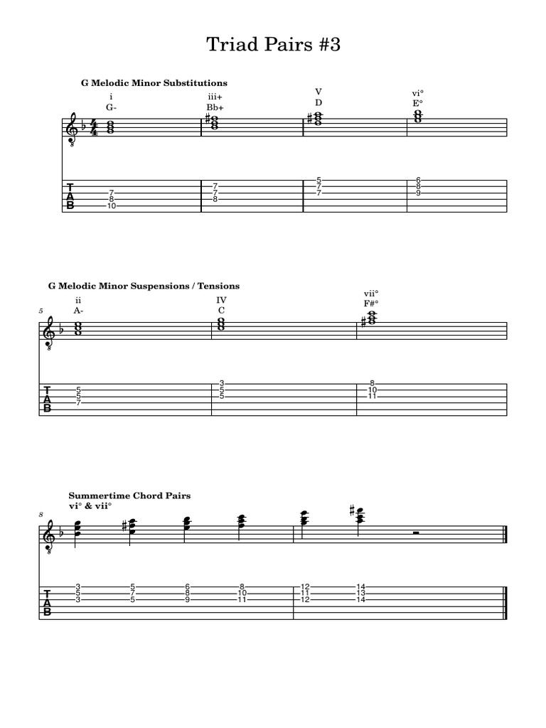 Summertime Chord Pairs & Substitutions | PDF