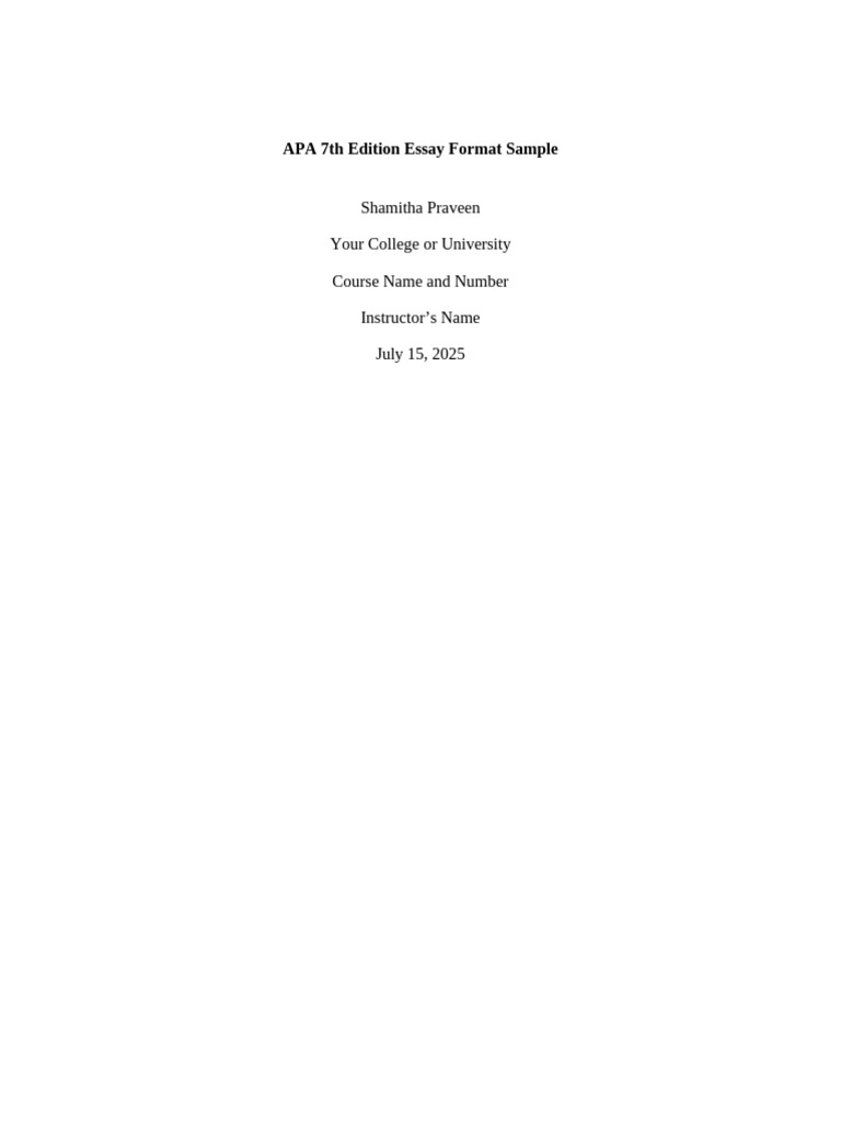 APA 7th Edition Essay Format Guide | PDF