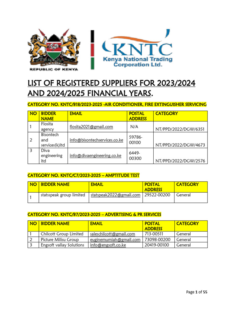 2023/2024 Supplier Registration List | PDF | Logistics