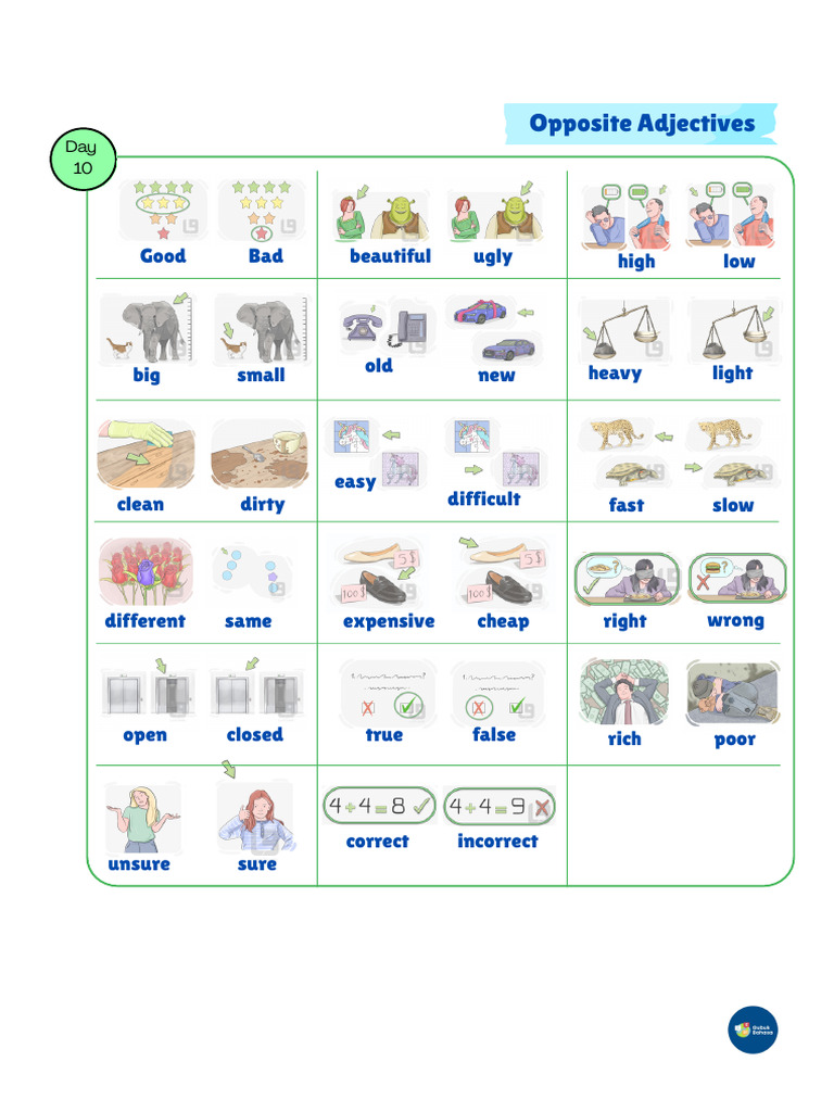 Opposite Adjectives List | PDF