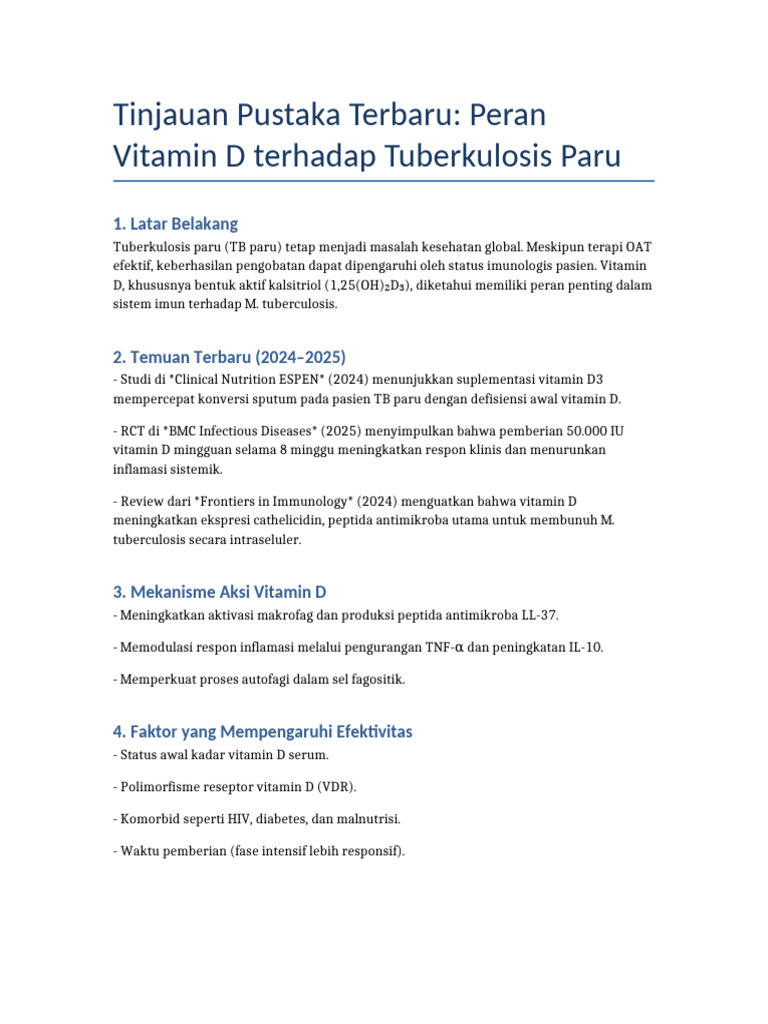 Tinjauan Pustaka Vitamin D TB Paru Terbaru | PDF