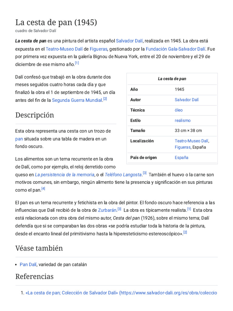 La Cesta de Pan (1945) - Wikipedia, La Enciclopedia Libre | PDF | Pinturas | Obras de arte