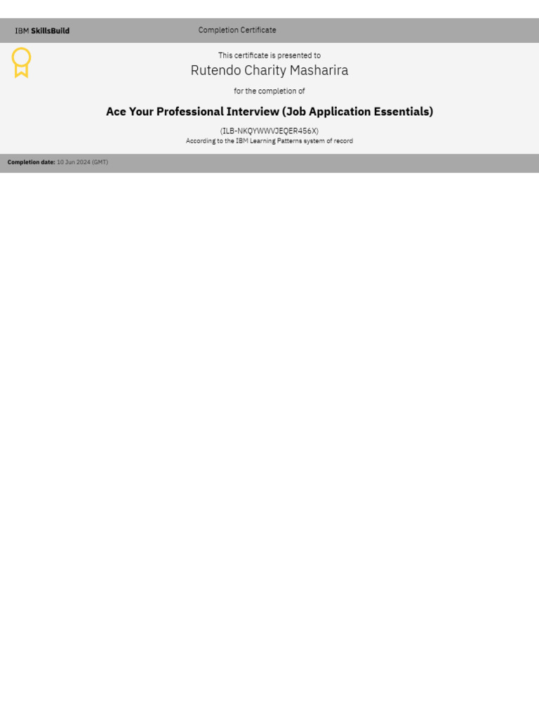 Completion Certificate for Interview Course | PDF