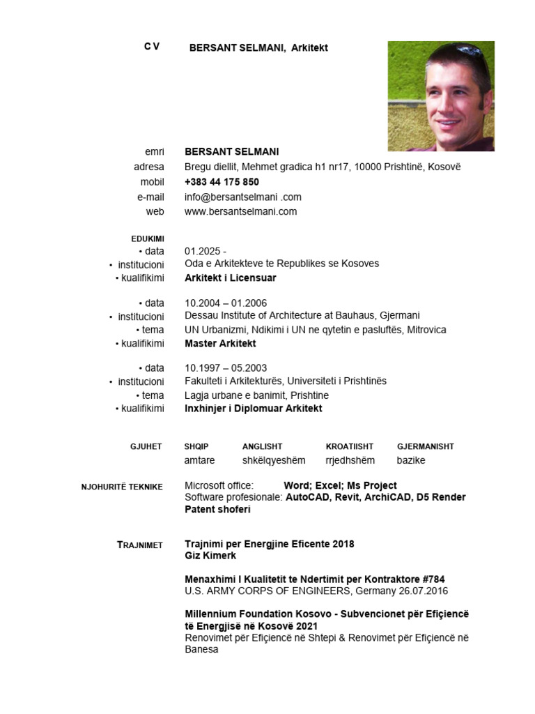 CV Shqip Bersant Selmani | PDF