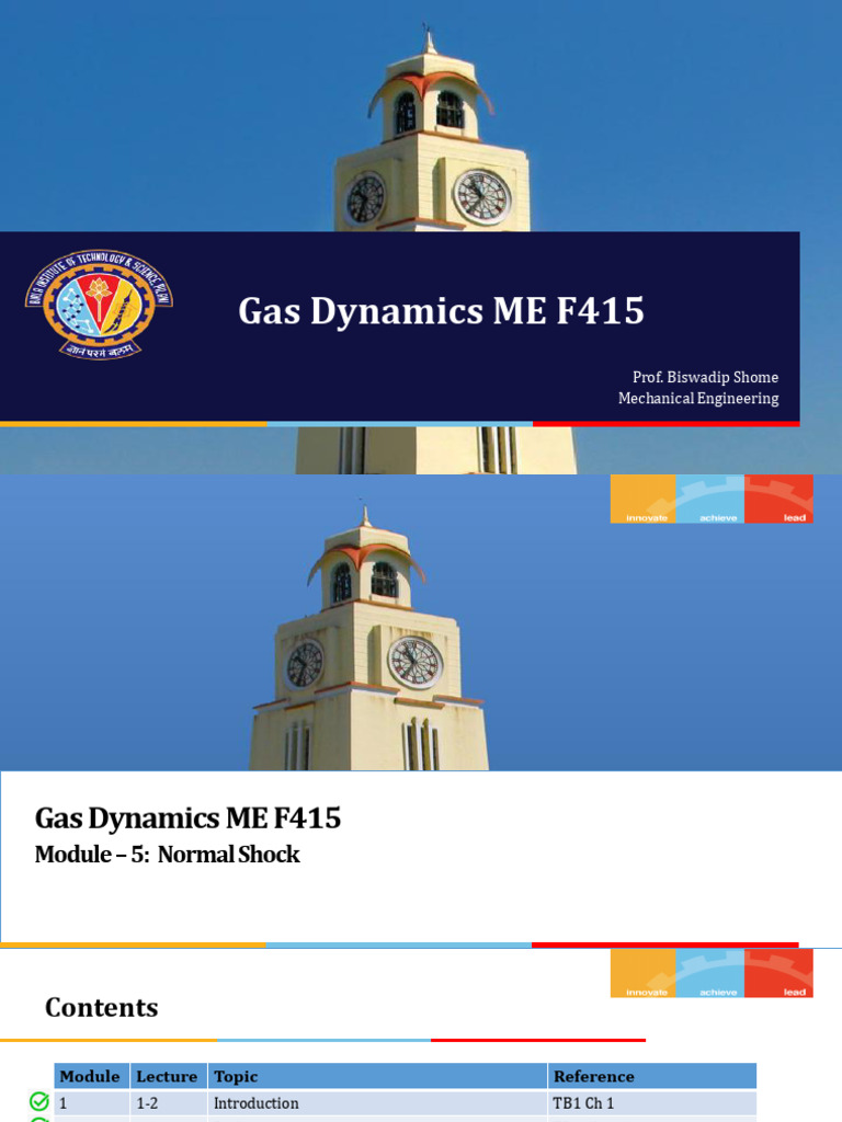 Gas Dynamics Module 05 Normal Shock Pdf Shock Wave