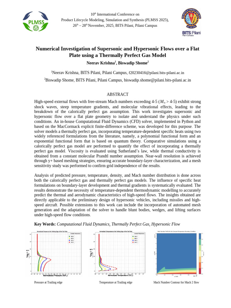 Numerical Investigation of Supersonic and Hypersonic Flows Over A Flat - Abstract | PDF | Fluid ...