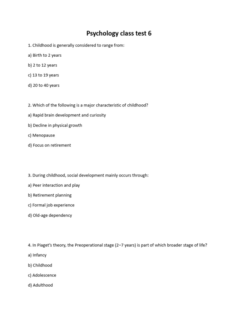 Psychology Class Test 6 | PDF