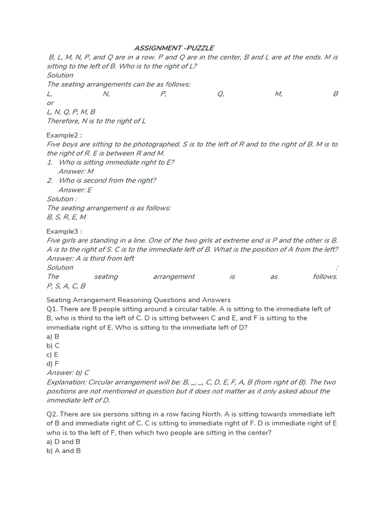 Assignment Puzzles | PDF