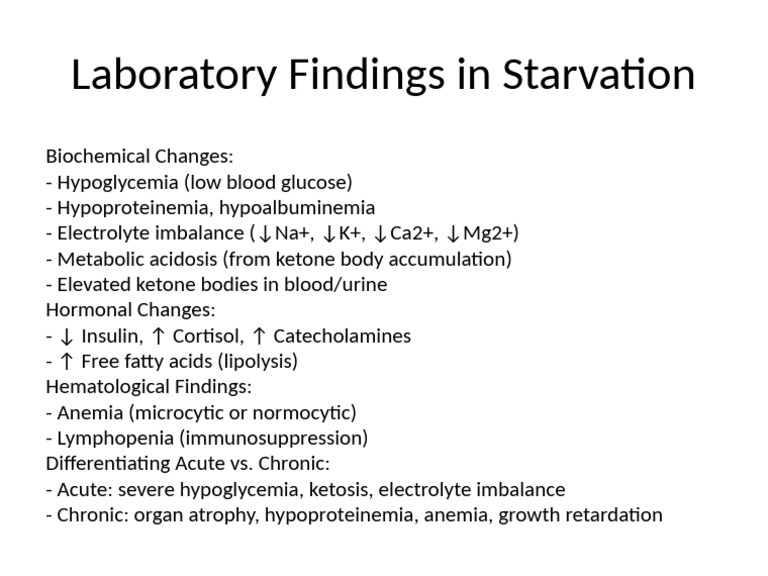 Starvation Lab Findings | PDF