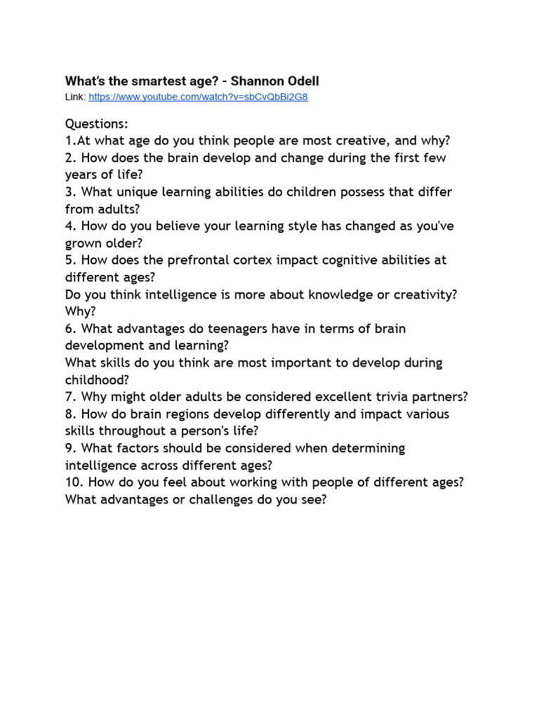 What's The Smartest Age | PDF