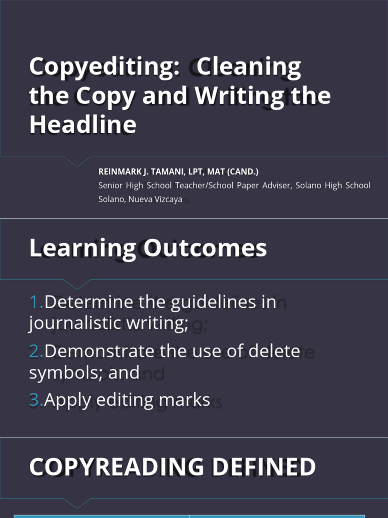 Copyediting and Headline Writing Guide | PDF | Copy Editing | Verb