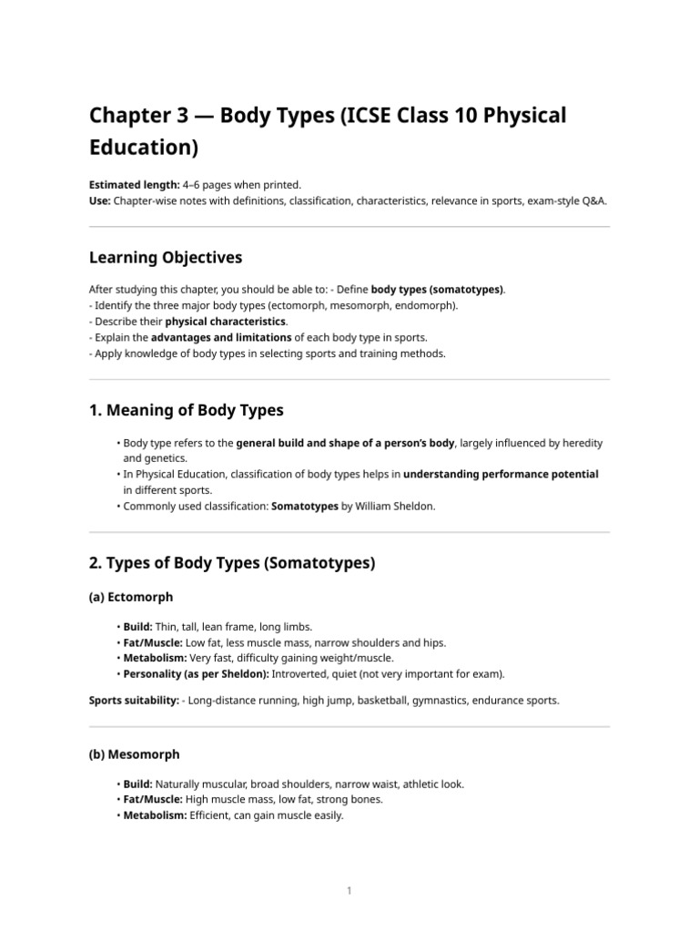 Understanding Body Types in PE | PDF | Strength Training | Skeletal Muscle