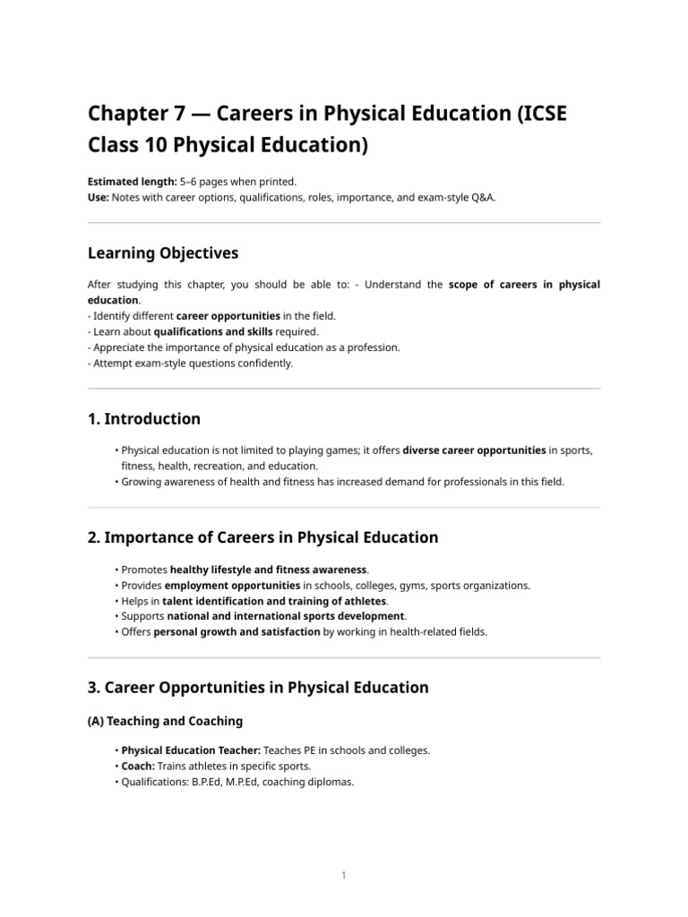Careers in Physical Education Overview | PDF | Physical Education ...