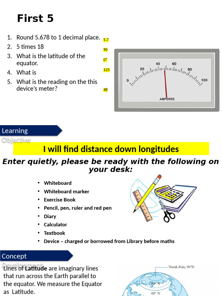 7.2 - Finding Distance Down Longitudes | PDF
