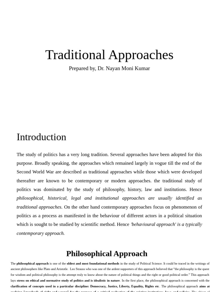 Overview of Traditional Political Approaches | PDF | Political ...