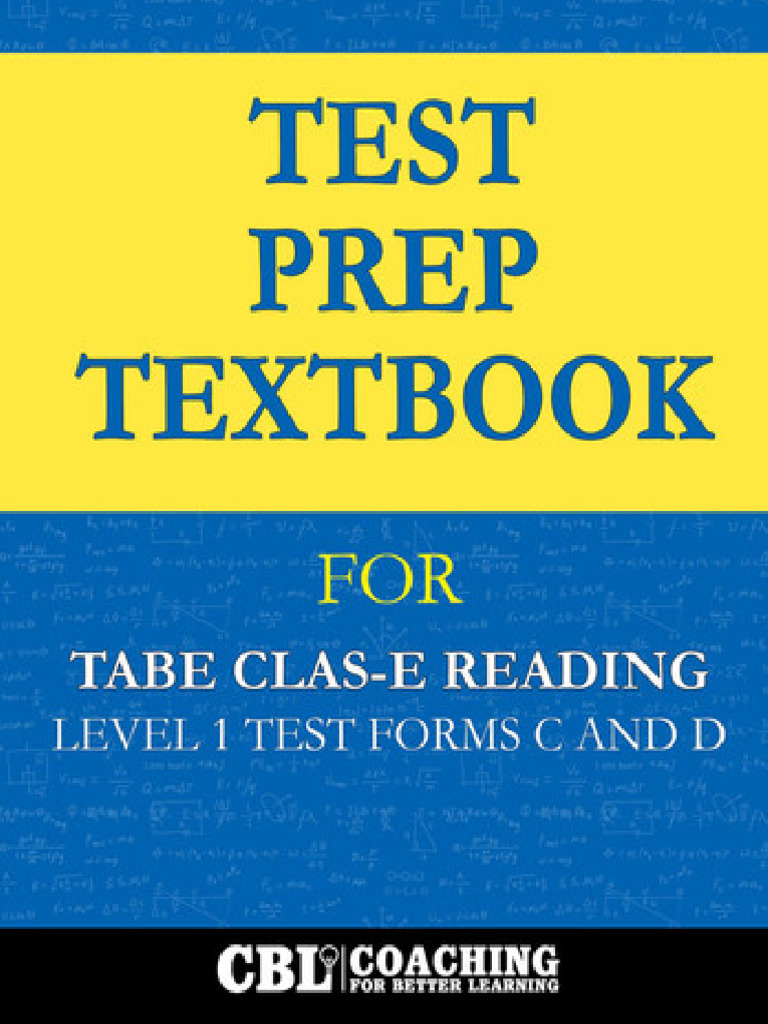 Test Prep Textbook For TABE CLAS-E Reading Level 1 Test-Forms C and D ...