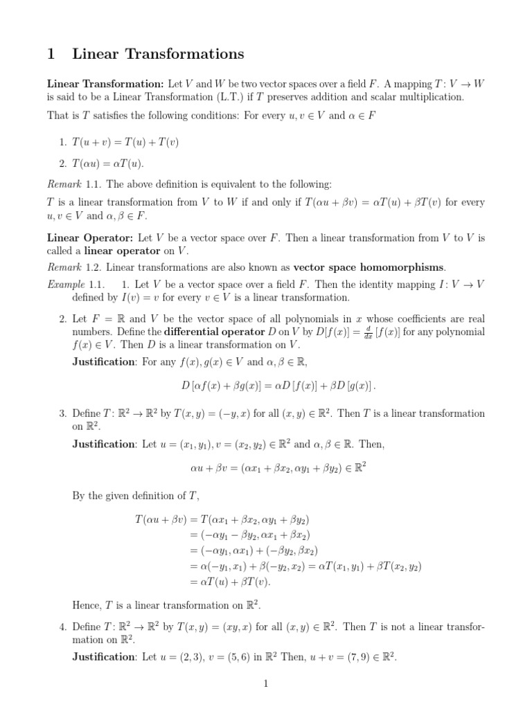 2.3 Linear Transformations and Inner Products | PDF | Linear Map ...